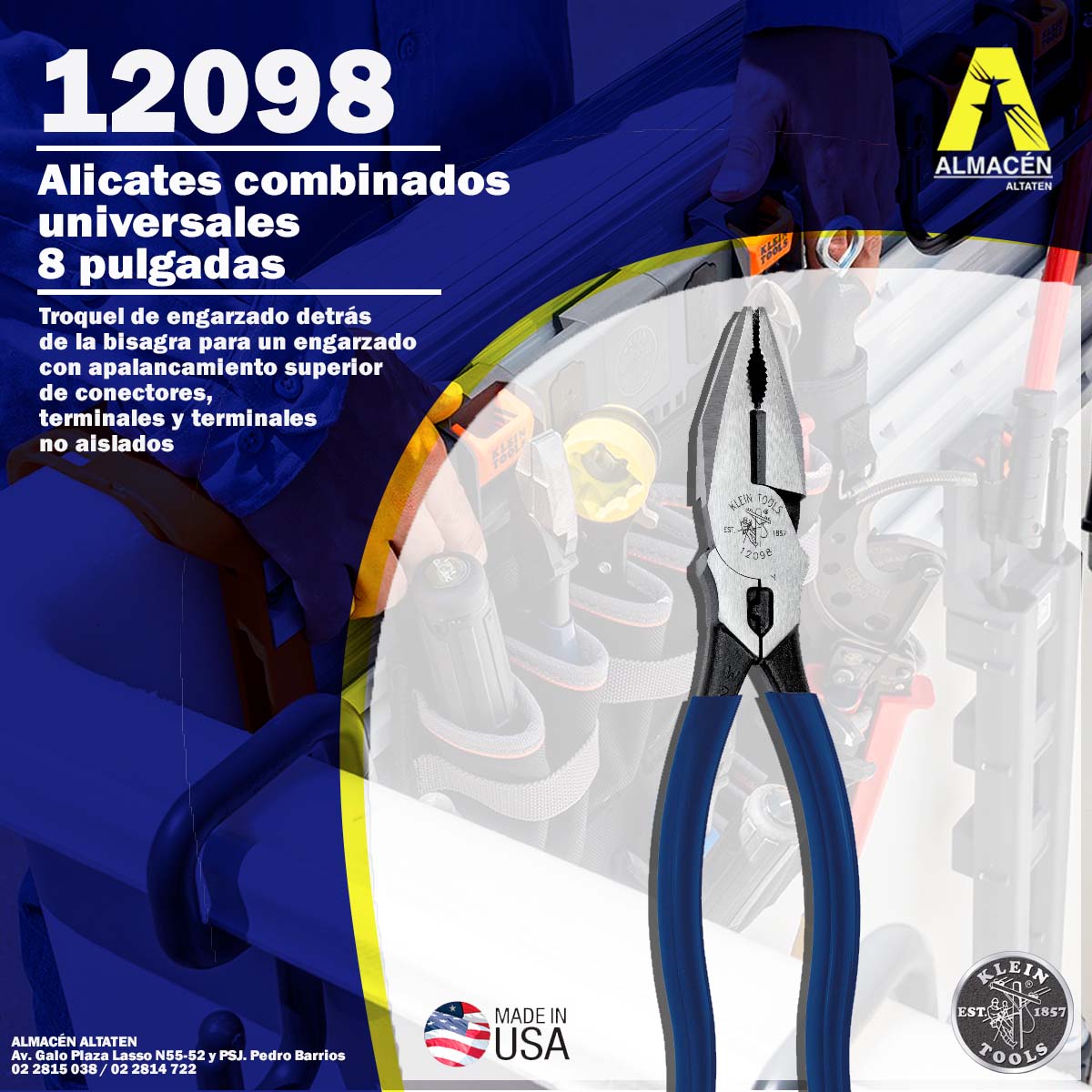 Alicates combinados universales, 8 pulgadas 12098 - ALMACÉN ALTATEN