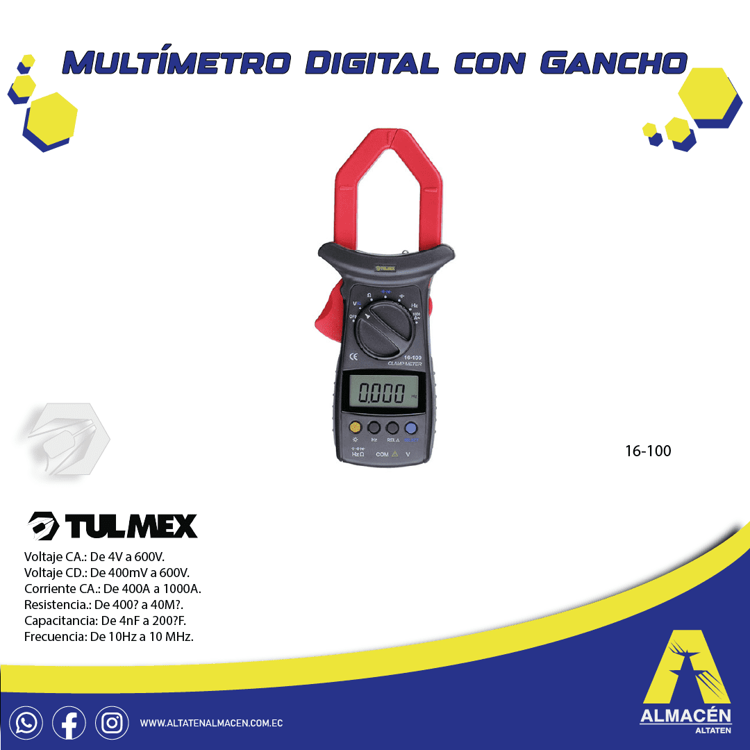 PINZA AMPERIM. 16-100 DIGITAL 1000V CA TULMEX - ALMACÉN ALTATEN
