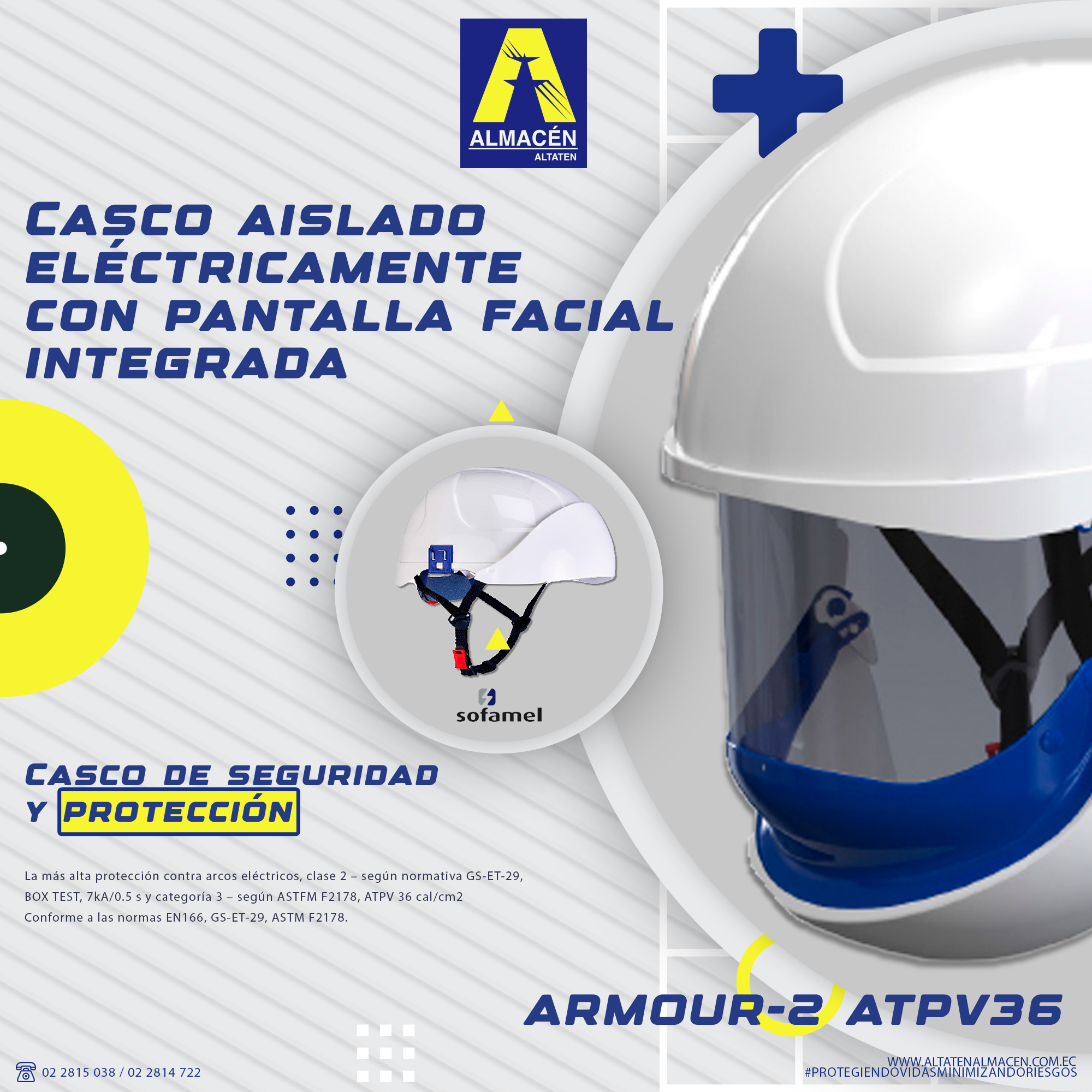Casco de seguridad con protección facial ATPV 36 cal/cm2 - ALMACÉN ALTATEN